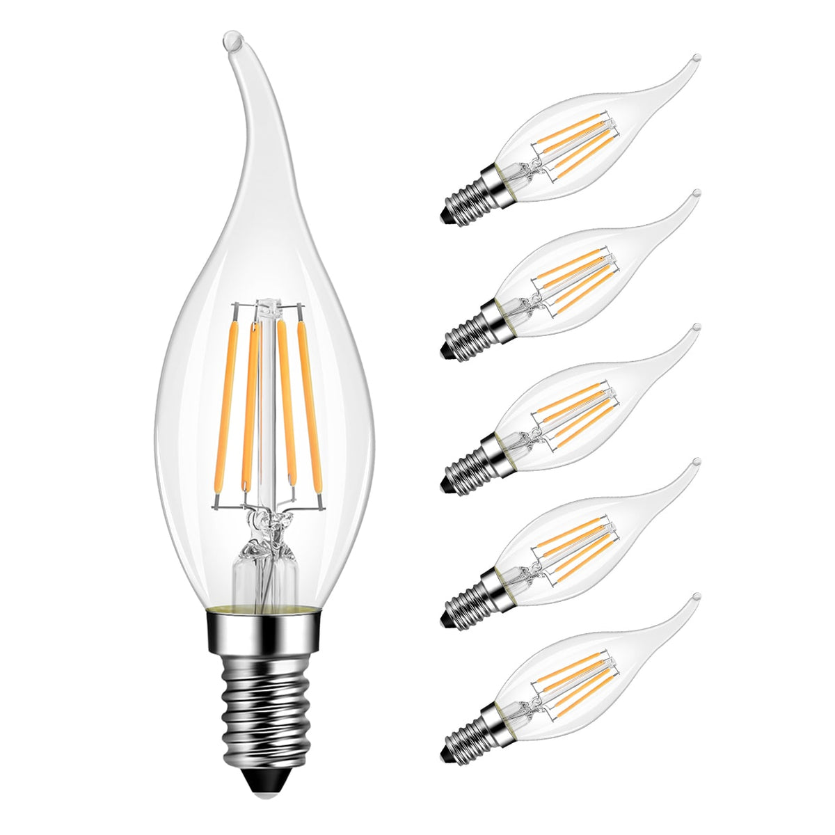 B10 Flame Tip LED Filament Bulb| E12 Candelabra Base LVWIT | Dimmable 4 ...